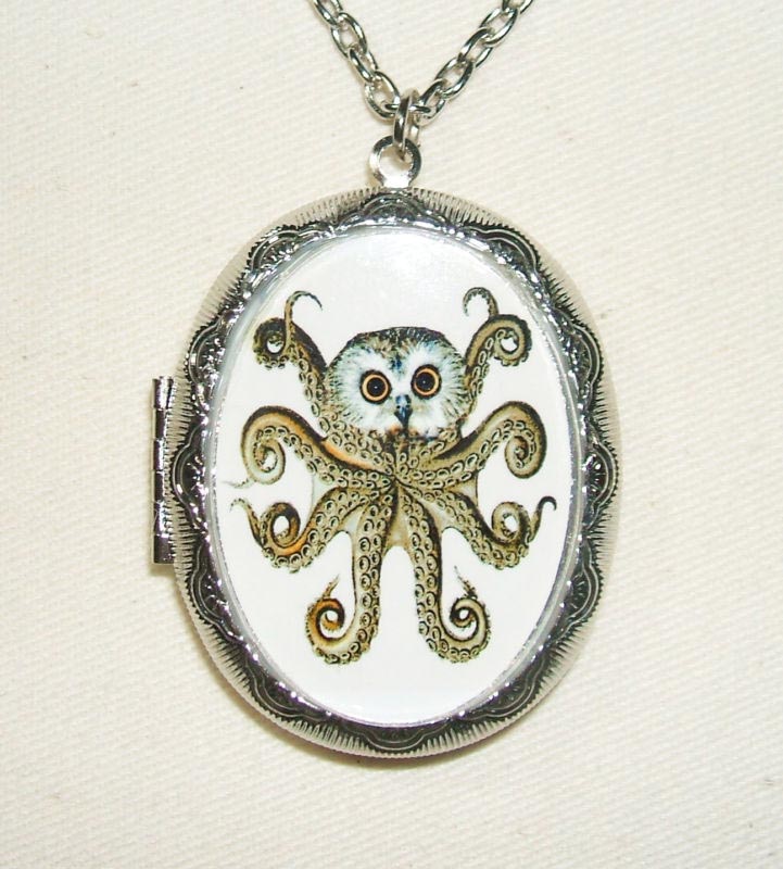 Octopus Owl Necklace Locket Owlctopus Pendant Steampunk Inspired ...